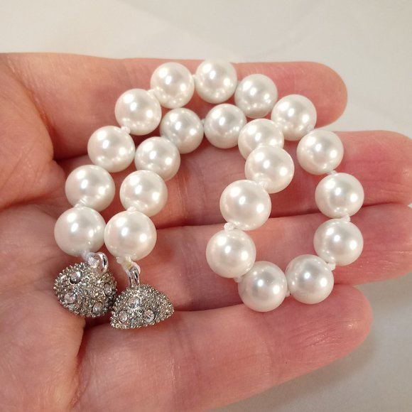 Jewelry | White South Sea Shell Pearl Bracelet Silver Crystal Clasp Aaa ...